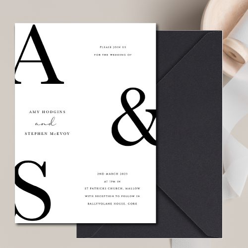 Wedding Invitations | Monochrome Initials - TheAisle.ie | Premium ...